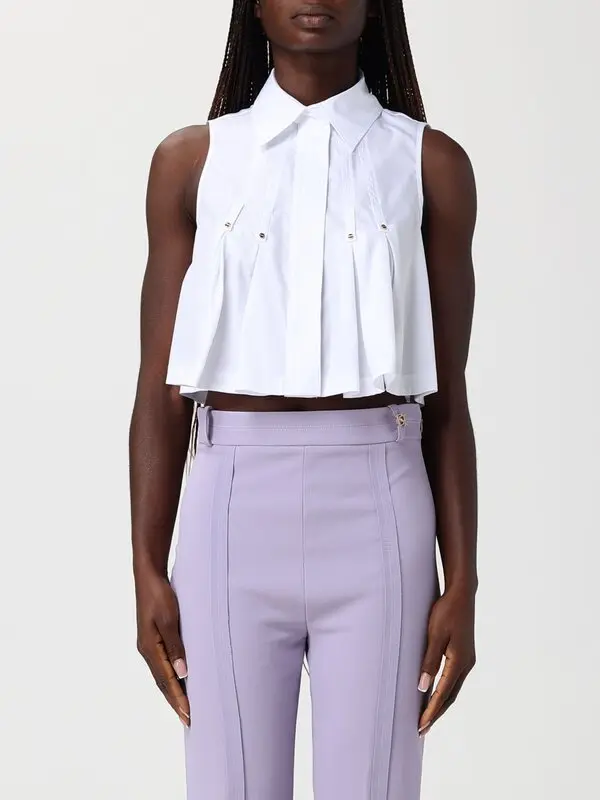 Elisabetta Franchi Sleeveless Cropped Shirt - White
