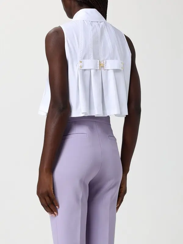 Elisabetta Franchi Sleeveless Cropped Shirt - White