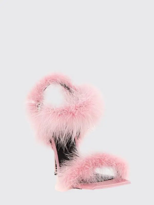 Moschino Suede And Feather High Heel Sandals - Pink