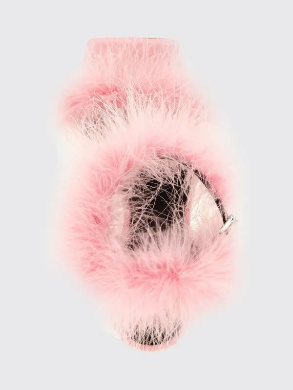 Moschino Suede And Feather High Heel Sandals - Pink