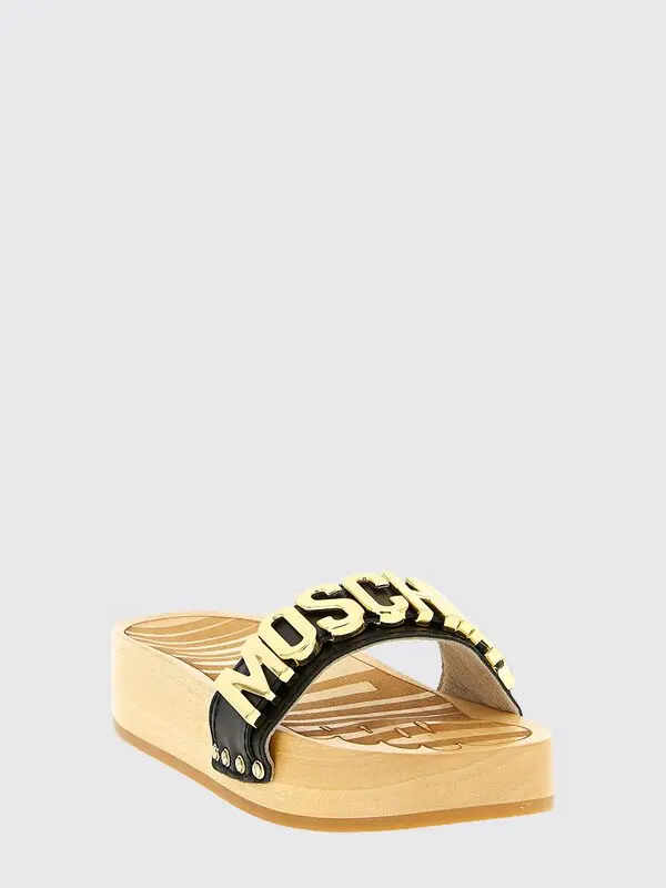 Moschino Leather And Wood Mules