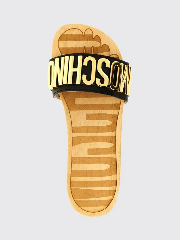 Moschino Leather And Wood Mules