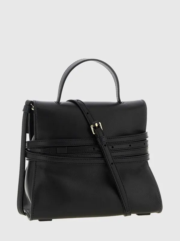 Moschino Tie Me Leather Mini Bag - Black