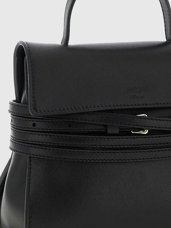 Moschino Tie Me Leather Mini Bag - Black