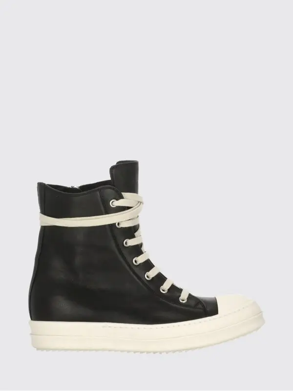 Rick Owens Smooth Calfskin Leather High Top Sneakers - Black