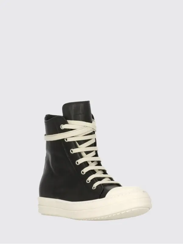 Rick Owens Smooth Calfskin Leather High Top Sneakers