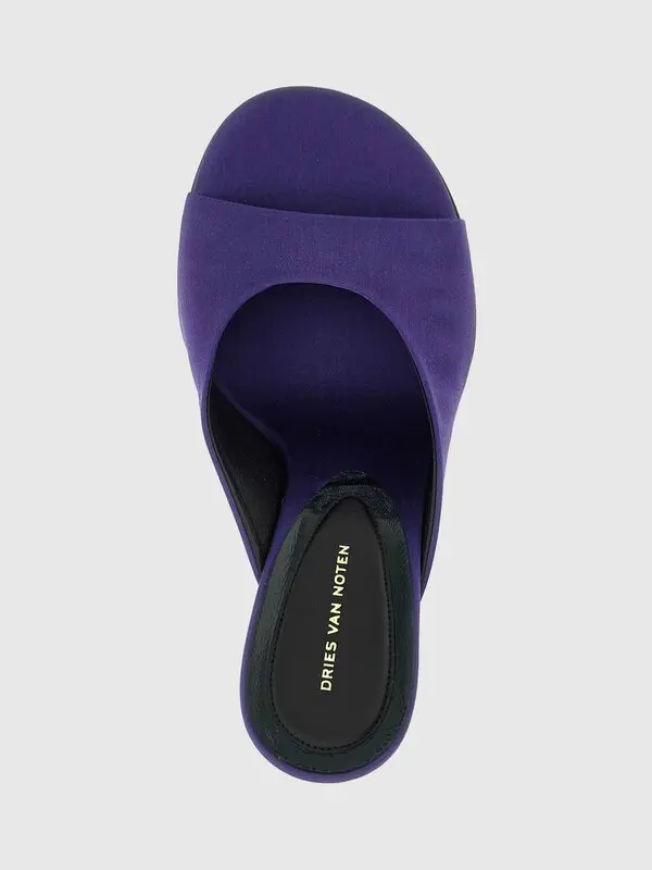 Dries Van Noten Sculptural Heel Satin Mules - Violet