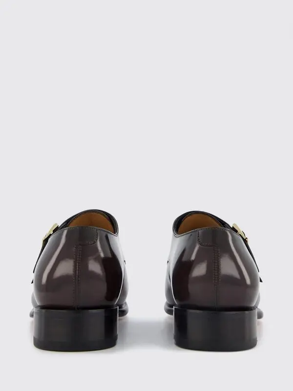 Santoni Double Monk Strap Shoes In Brushed Leather - Brown