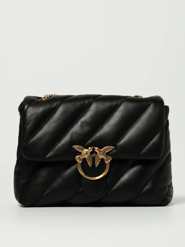 Pinko Quilted Shoulder Bag With Chain Strap - Black