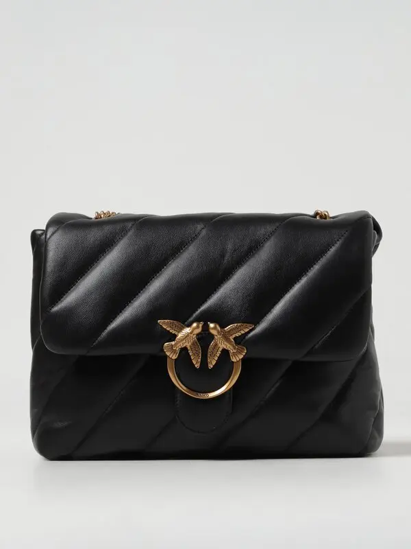 Pinko Quilted Shoulder Bag With Chain Strap - Black