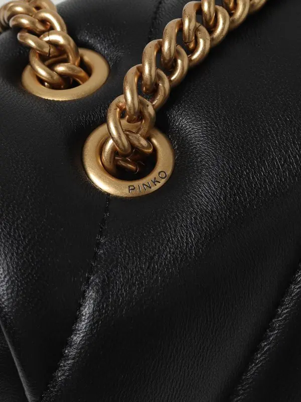 Pinko Quilted Shoulder Bag With Chain Strap - Black