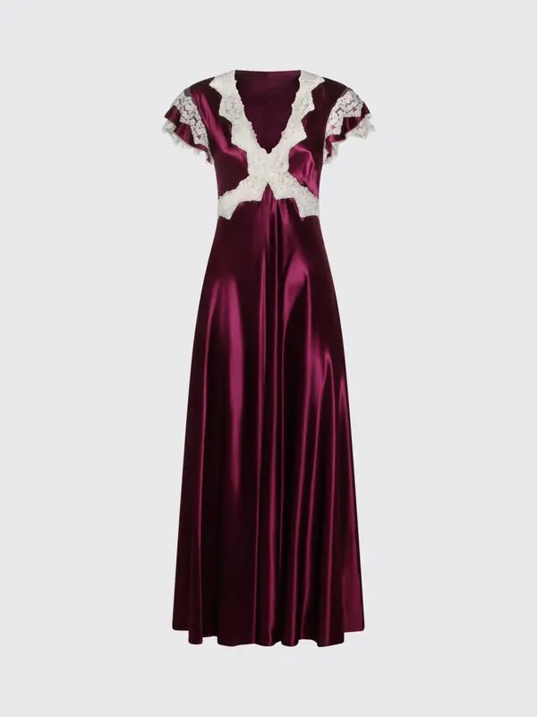 Alberta Ferretti Lace Trimmed Maxi Dress - Violet