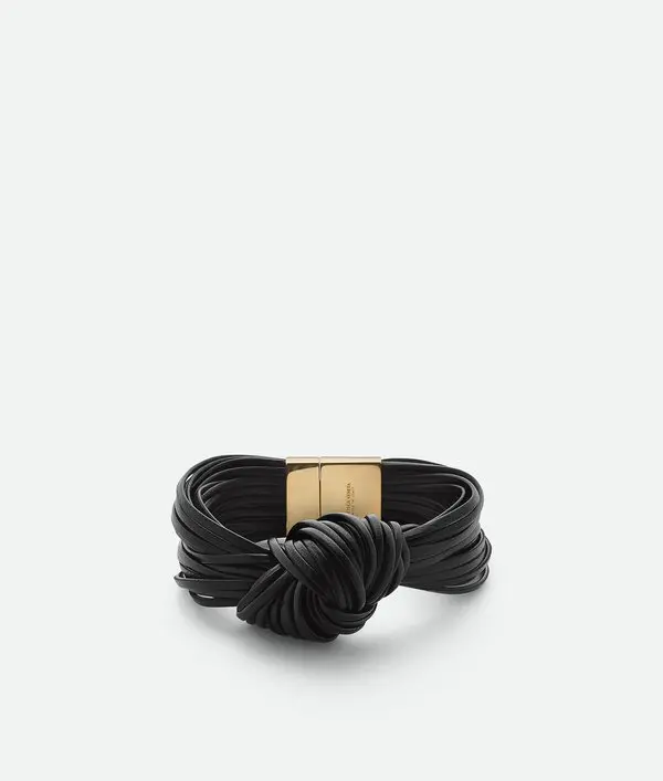 Bottega Veneta Knot Leather Bracelet - Nero