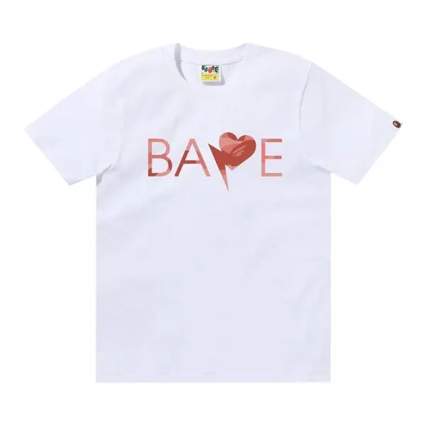 A BATHING APE 1st Camo Heart Logo Tee - Pink