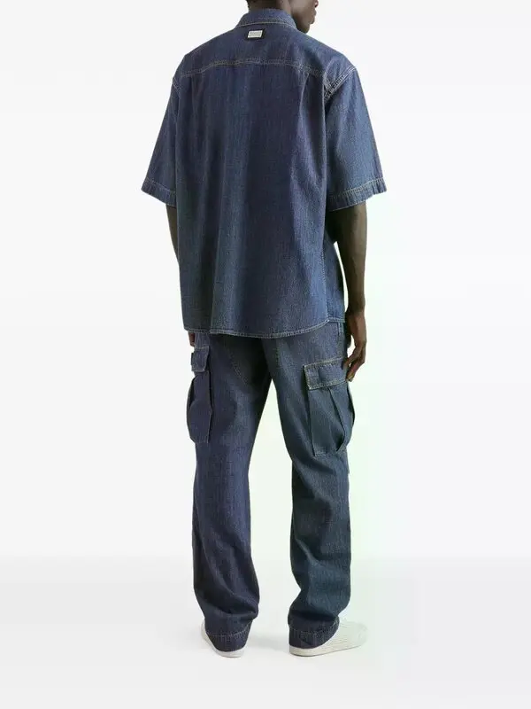 Dolce & Gabbana Elasticated Denim Trousers With Plaque Detail