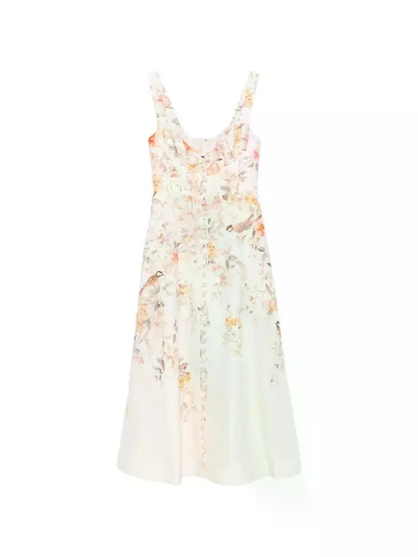 Zimmermann Luna Buttoned Floral Picnic Midi Dress