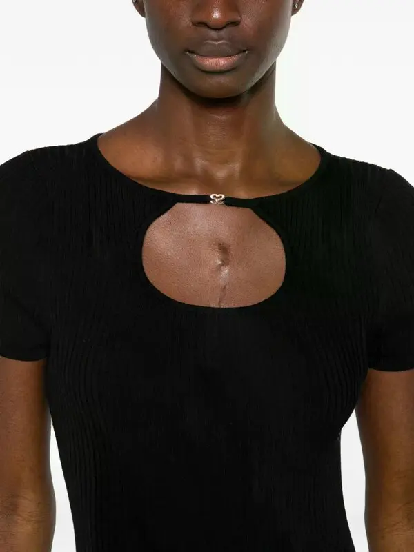 Sandro Cut-out Ribbed Knit T-shirt