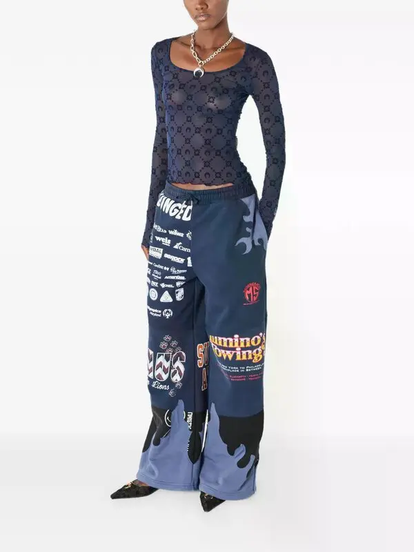 MARINE SERRE Moonogram Mesh Long Sleeve Top - Blue