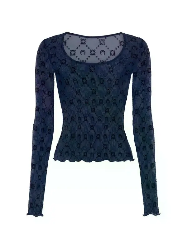 MARINE SERRE Moonogram Mesh Long Sleeve Top - Blue