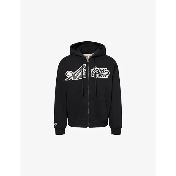 AVIREX Script-appliqué Zip-up Cotton-jersey Hoody