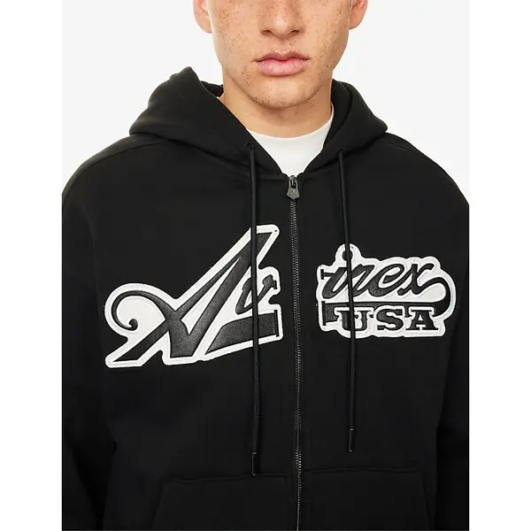 AVIREX Script-appliqué Zip-up Cotton-jersey Hoody