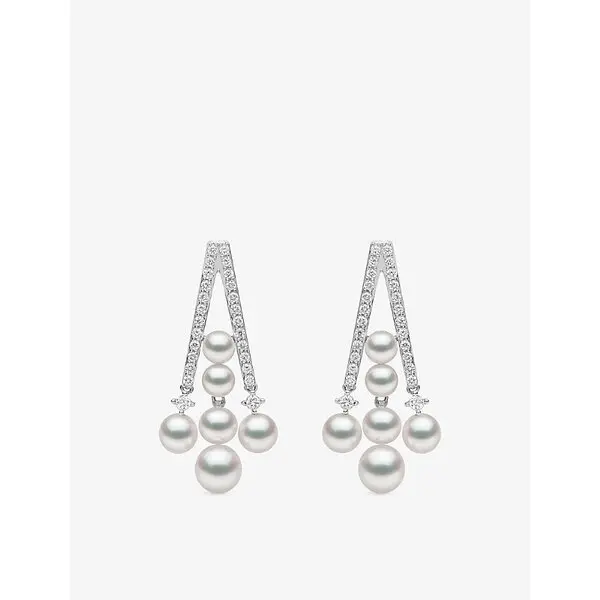 Yoko London Sleek 18ct White-gold, Akoya Pearl And 0.315ct Diamond Earrings - 18kt White Gold