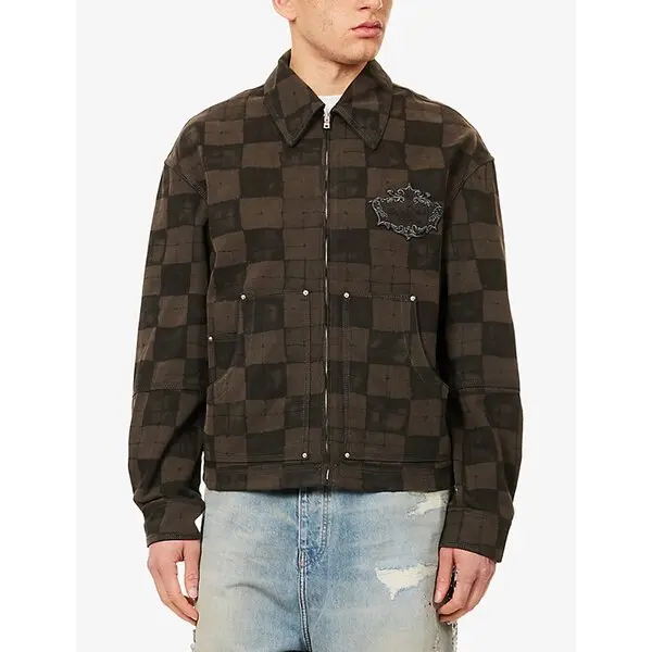 Amiri Checkered Logo-patch Cotton Work Jacket