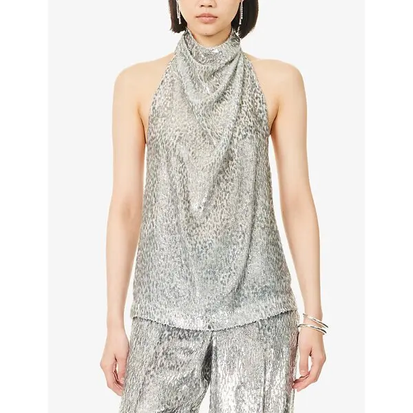 Stella McCartney Halterneck Textured Woven Top
