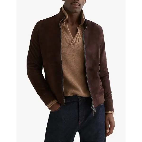 REISS Brent Zip-up Suede Jacket