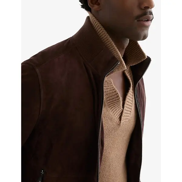 REISS Brent Zip-up Suede Jacket