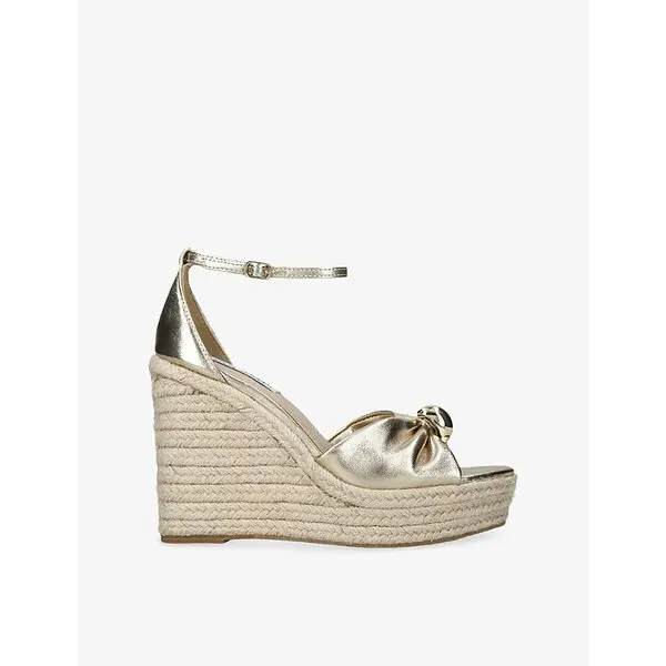 Steve Madden Taliya 977 Leather Wedge Sandals - Gold