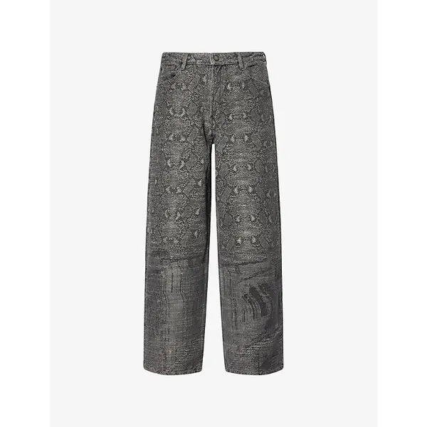 DAILY PAPER Snake-print Wide-leg Jeans