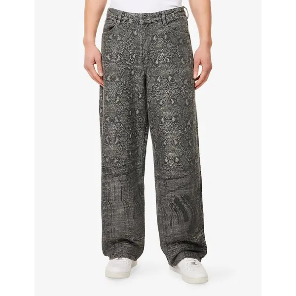 DAILY PAPER Snake-print Wide-leg Jeans