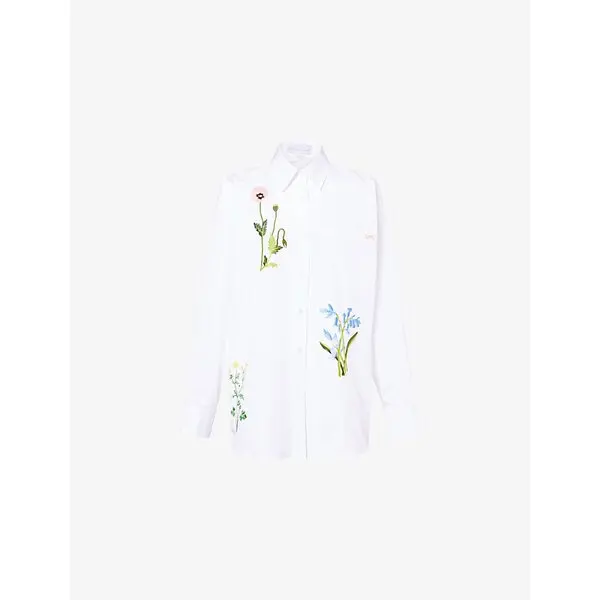 Stella McCartney Floral-embroidered Cotton Relaxed Fit Shirt - Pure White