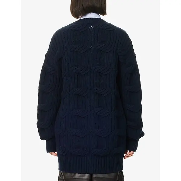 Stella McCartney Relaxed-fit Chain Wool Cardigan - Navy