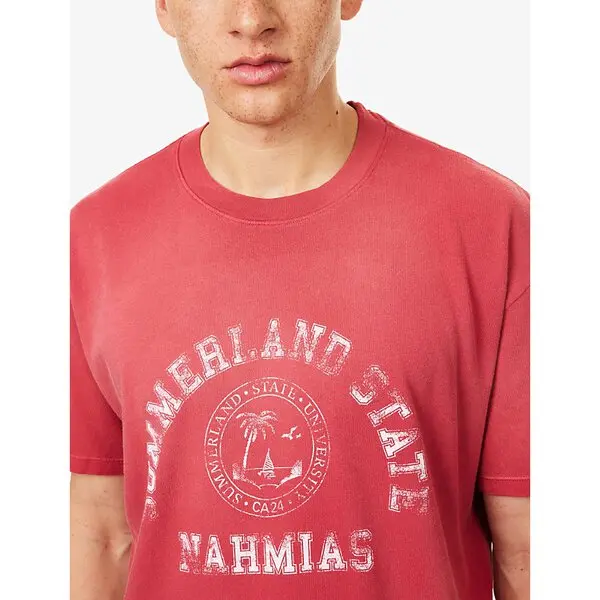 NAHMIAS Summerland Graphic-print Cotton T-shirt - Ruby