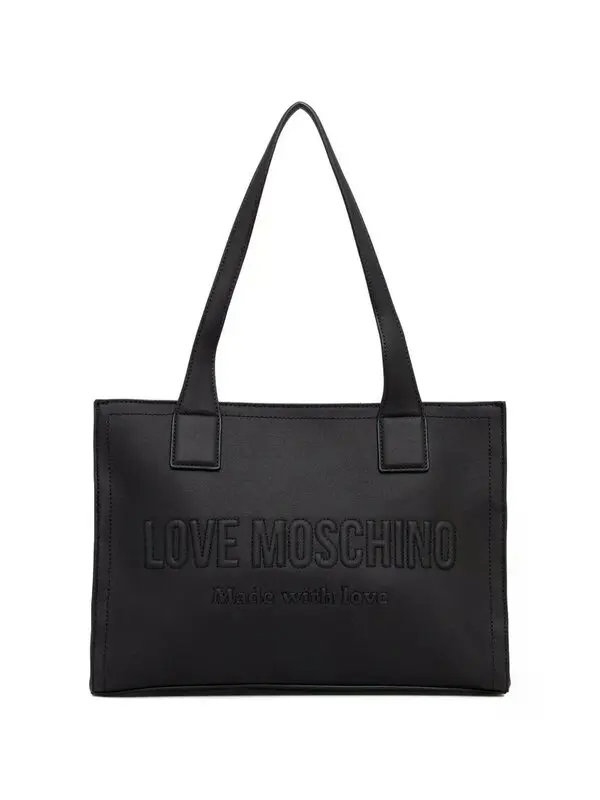 Moschino Embossed Logo Tote Bag - Black