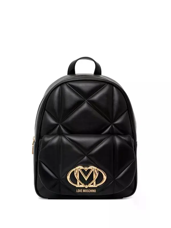 Moschino Quilted Logo-detail Backpack - Black