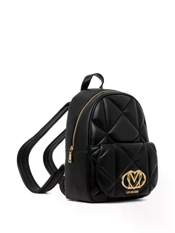 Moschino Quilted Logo-detail Backpack - Black