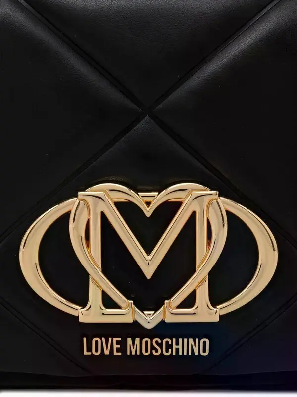 Moschino Quilted Logo-detail Backpack - Black