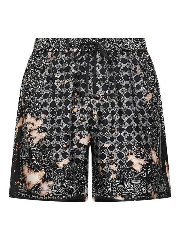 Amiri Bandana Print Bleach Shorts - Black