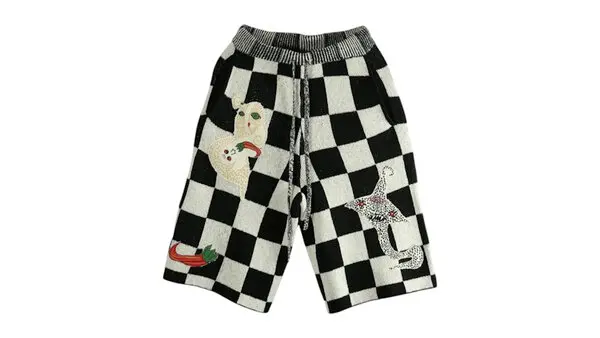 THE ELDER STATESMAN Nora Lite Creatures Short - Black/natural Check