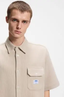 Hugo Relaxed-fit Shirt In A Waffle-structured Cotton