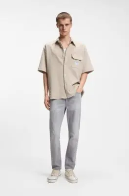Hugo Relaxed-fit Shirt In A Waffle-structured Cotton