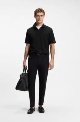 BOSS Jacquard-pattern Polo Shirt With Johnny Collar - Black