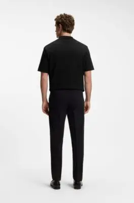 BOSS Jacquard-pattern Polo Shirt With Johnny Collar - Black