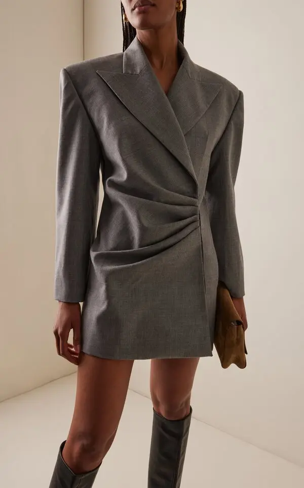 Balmain Draped Wool Jacket Dress