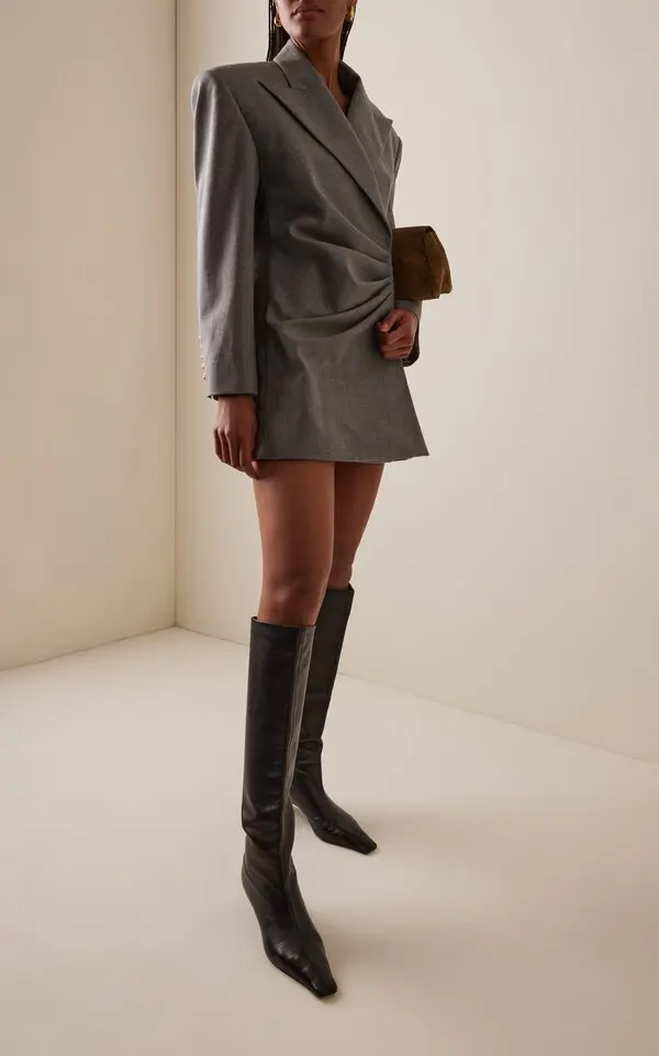 Balmain Draped Wool Jacket Dress