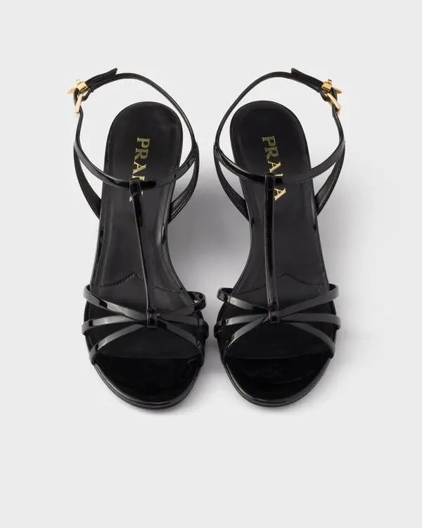 Prada Patent Leather Wedge Sandals