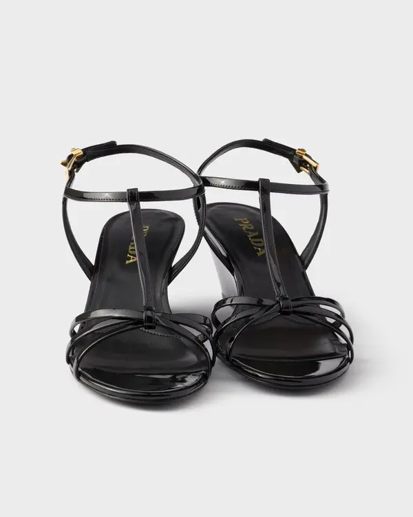 Prada Patent Leather Wedge Sandals